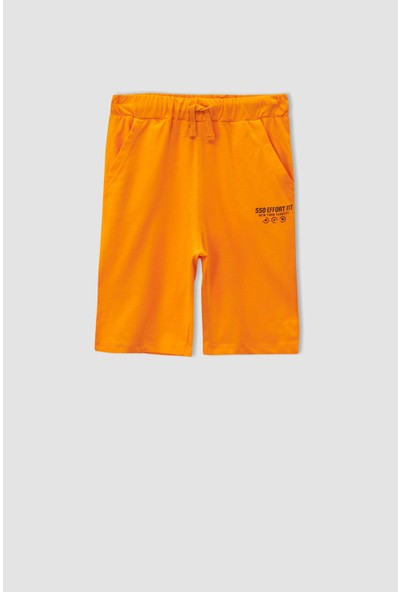 Defacto Erkek Çocuk Slogan Baskılı Esnek Belli Bermuda Şort V8233A621HS