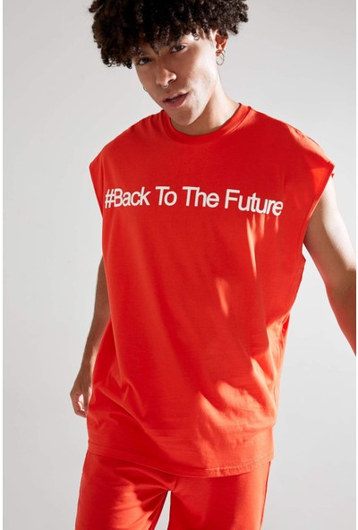 DeFacto Oversize Fit Bisiklet Yaka Slogan Baskılı Kolsuz Pamuklu Penye Tişört V7882AZ21HS DeFacto Oversize Fit Bisiklet Yaka Slogan Baskılı Kolsuz Pamuklu Penye Tişört V7882AZ21HS