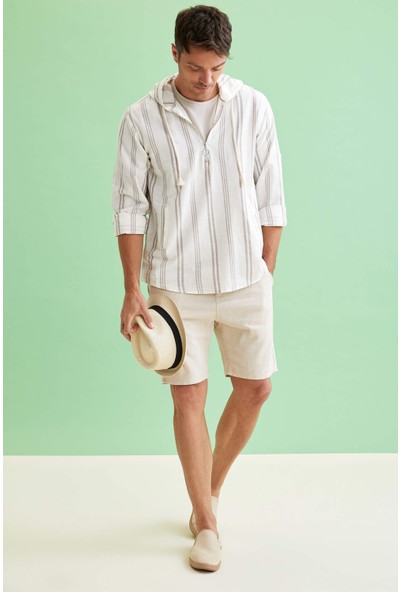 Defacto Regular Fit Beli Bağcıklı Bermuda Şort N6494AZ21SM