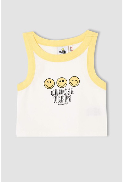 Defacto Kız Çocuk SmileyWorld Lisanslı Askılı Crop Atlet V5711A621HS