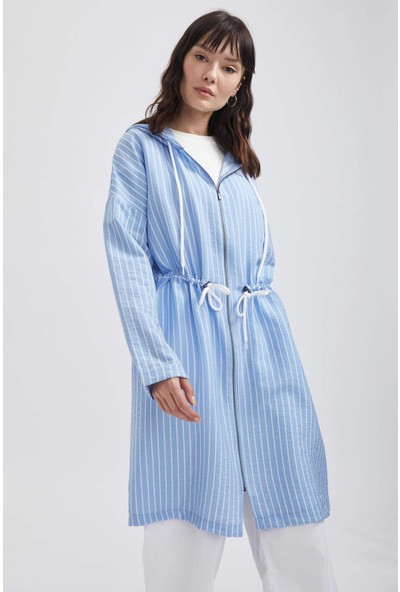 Defacto Relax Fit Çizgili Kapüşonlu Tunik U7334AZ21SM