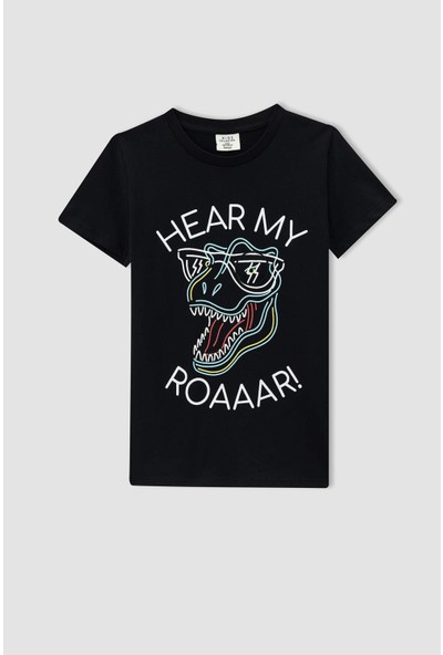 DeFacto Erkek Çocuk Slogan Baskılı Kısa Kollu Tişört V7733A621HS