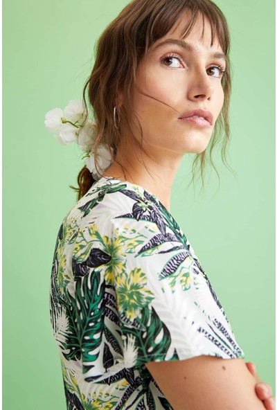 Defacto V Yaka Kelebek Kollu Bluz U4063AZ21SM