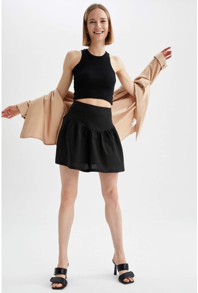 Defacto Volanlı Basic Kısa Etek U8757AZ21SM
