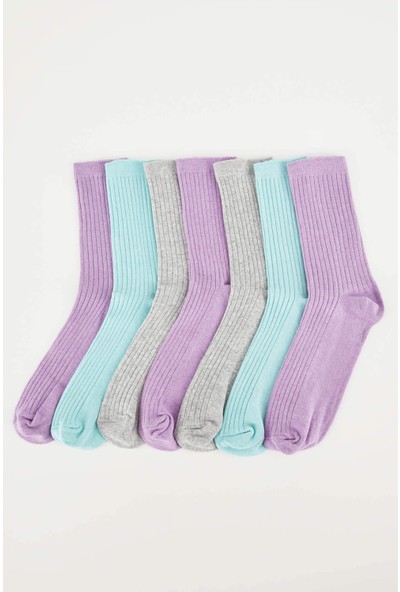 DeFacto Kadın Pamuk 7'li Uzun Çorap R7939AZNS