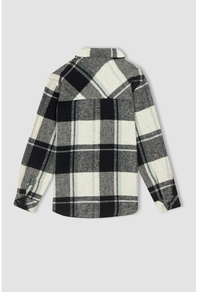 DeFacto Erkek Çocuk Oversize Fit Kareli Uzun Kollu Flanel Gömlek W3228A622SP