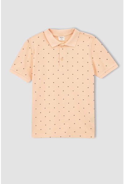 DeFacto Erkek Çocuk Regular Fit Desenli Kısa Kollu Pike Kumaş Polo Tişört W9035A622SP