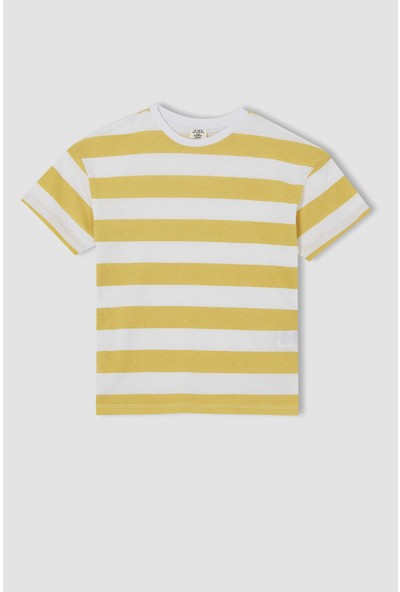 DeFacto Erkek Çocuk Oversize Fit Çizgili Kısa Kollu Tişört V6137A621HS DeFacto Erkek Çocuk Oversize Fit Çizgili Kısa Kollu Tişört V6137A621HS