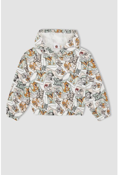 DeFacto Kız Çocuk Tom & Jerry Lisanslı Relax Fit Kapüşonlu Sweatshirt X0206A622SP DeFacto Kız Çocuk Tom & Jerry Lisanslı Relax Fit Kapüşonlu Sweatshirt X0206A622SP