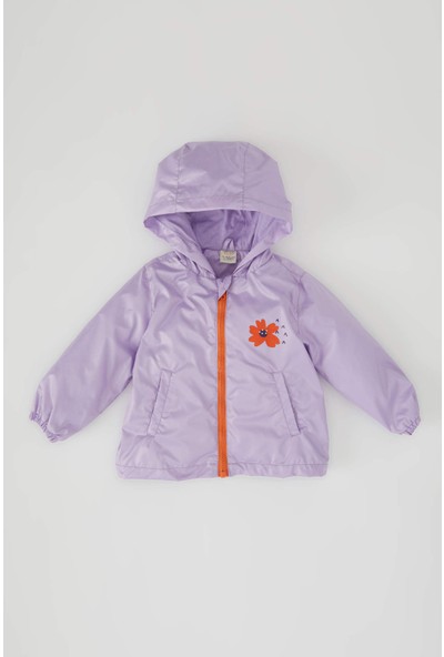 DeFacto Kız Bebek Çiçek Baskılı Kapüşonlu Penye Astarlı İnce Mevsimlik Mont W7302A222SP
