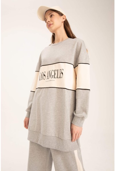 DeFacto Oversize Fit Bisiklet Yaka Baskılı İnce Sweatshirt Kumaşı Sweatshirt Tunik X1572AZ22SP DeFacto Oversize Fit Bisiklet Yaka Baskılı İnce Sweatshirt Kumaşı Sweatshirt Tunik X1572AZ22SP