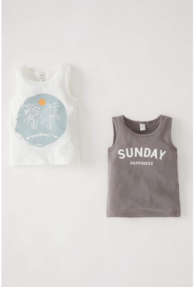 DeFacto Erkek Bebek Palmiye Baskılı 2'li Atlet V7759A221HS