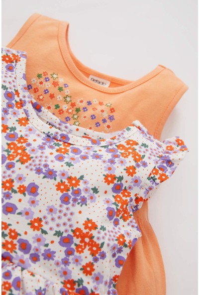 DeFacto Kız Bebek Çiçek Desenli Kolsuz 2'li Yazlık Penye Elbise X1955A222SP DeFacto Kız Bebek Çiçek Desenli Kolsuz 2'li Yazlık Penye Elbise X1955A222SP