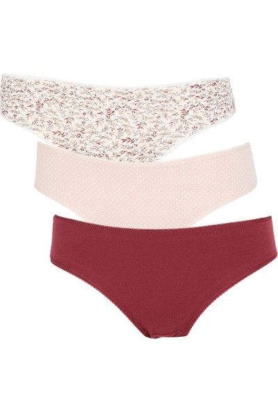 DeFacto Fall İn Love 3'lü Desenli Pamuklu Slip Külot W6645AZ22SP