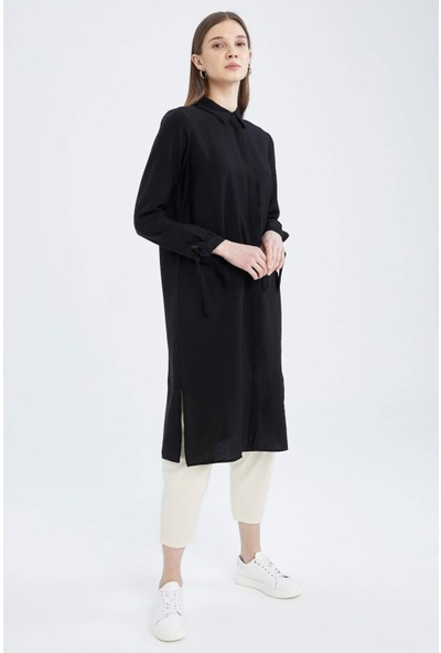 DeFacto Regular Fit Uzun Kollu Kol Ucu Bağlamalı Gömlek Tunik X1337AZ22SP DeFacto Regular Fit Uzun Kollu Kol Ucu Bağlamalı Gömlek Tunik X1337AZ22SP