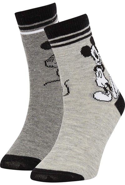DeFacto Erkek Çocuk Disney Mickey & Minnie Lisanslı Pamuklu 2'li Uzun Çorap X2319A6NS