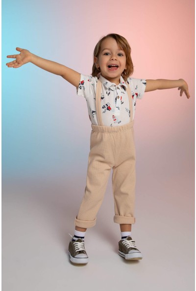 DeFacto Erkek Bebek Regular Fit Waffele Dokulu Askılı Pantolon X2177A222SP