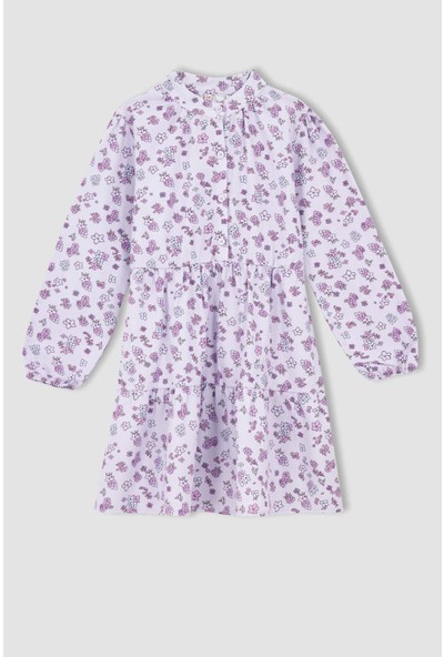 DeFacto Kız Çocuk Çiçek Desenli Uzun Kollu Twill Elbise X1967A622SP DeFacto Kız Çocuk Çiçek Desenli Uzun Kollu Twill Elbise X1967A622SP
