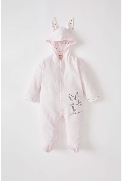 DeFacto Kız Bebek Kapüşonlu Tavşan Baskılı Pamuklu Yeni Doğan Uzun Kollu Ayaklı Çıtçıtlı Tulum X4838A222SP DeFacto Kız Bebek Kapüşonlu Tavşan Baskılı Pamuklu Yeni Doğan Uzun Kollu Ayaklı Çıtçıtlı Tulum X4838A222SP