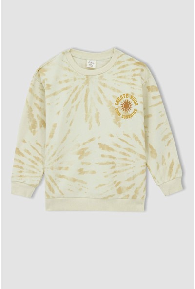 DeFacto Erkek Çocuk Oversize Fit Bisiklet Yaka Batik Desenli Sweatshirt W8915A622SP