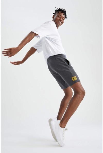 DeFacto Slim Fit Fleto Cepli Sürdürülebilir Ottoman Bermuda Şort X3363AZ22SM