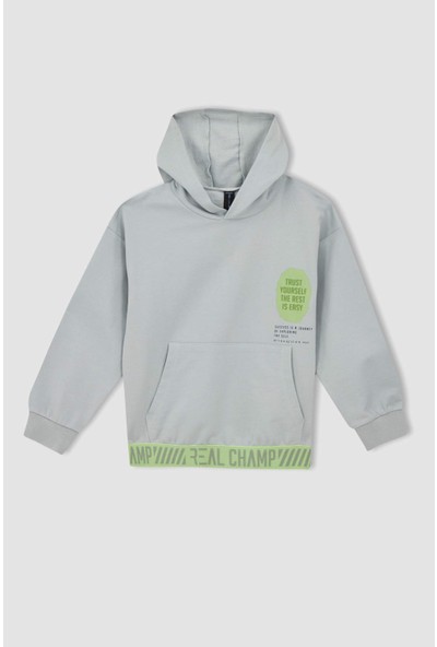 DeFacto Defacto Fit Erkek Çocuk Oversize Fit Kapüşonlu Kanguru Cepli Sweatshirt X0145A622SP