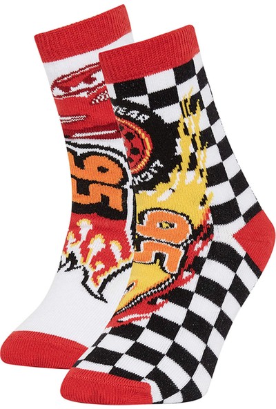 DeFacto Erkek Çocuk Cars Lisanslı Pamuklu 2'li Uzun Çorap X2331A6NS