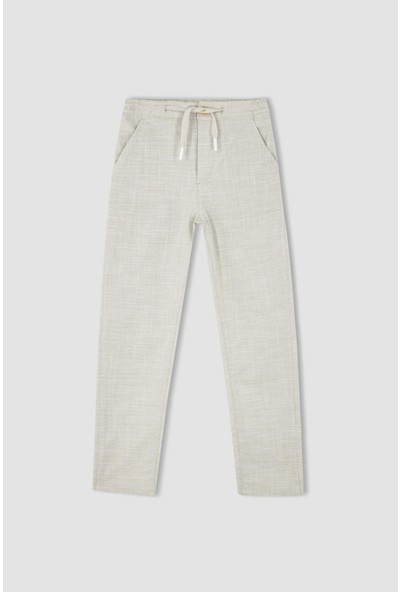 DeFacto Erkek Çocuk Regular Fit Cep Detaylı Düz Paça Keten Görünümlü Pantolon W8723A622SM