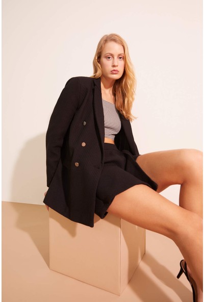 DeFacto Oversize Fit Dokulu Tüvit Blazer Ceket V7013AZ22SP