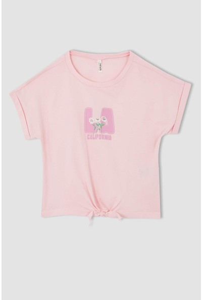 DeFacto Kız Çocuk Regular Fit Baskılı Kısa Kollu Tişört X2049A622SM