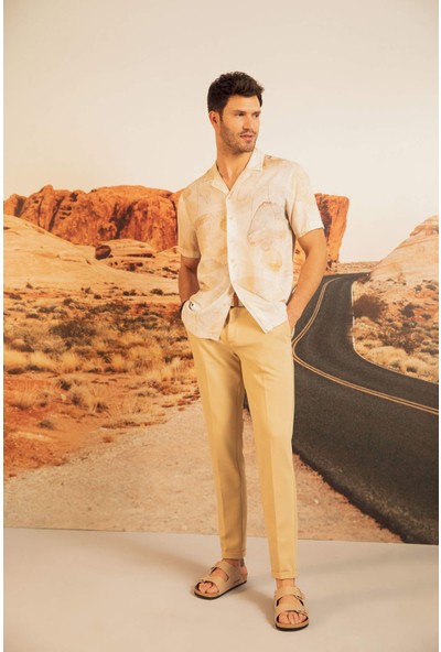 DeFacto Modern Fit Desenli Viskon Kısa Kollu GÖMLEK X5135AZ22SM