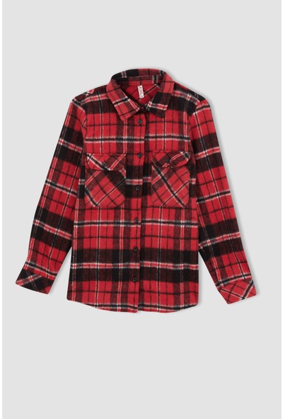 DeFacto Kız Çocuk Oversize Fit Kollu Geri Dönüşümlü Flanel Oduncu Gömlek T6962A621AU DeFacto Kız Çocuk Oversize Fit Kollu Geri Dönüşümlü Flanel Oduncu Gömlek T6962A621AU
