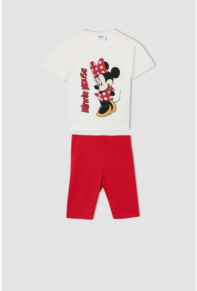 DeFacto Kız Çocuk Disney Minnie Mouse Lisanslı Regular Fit Bisiklet Yaka Kısa Kollu Tişört Biker Tayt Takım X1811A622SM DeFacto Kız Çocuk Disney Minnie Mouse Lisanslı Regular Fit Bisiklet Yaka Kısa Kollu Tişört Biker Tayt Takım X1811A622SM
