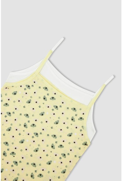 DeFacto Defacto Fit Kız Çocuk Koala Desenli 2'li Askılı Pamuklu Atlet X0850A622SP