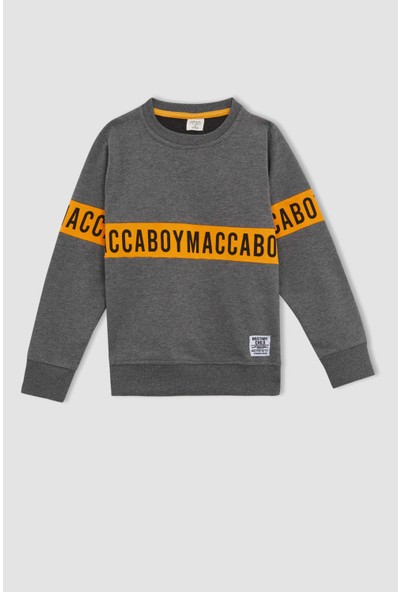 DeFacto Erkek Çocuk Regular Fit Slogan Baskılı Bisiklet Yaka Sweatshirt X4907A622SP