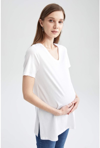 DeFacto Loose Fit V Yaka Kısa Kollu Hamile Tişört N1670AZ22SP DeFacto Loose Fit V Yaka Kısa Kollu Hamile Tişört N1670AZ22SP