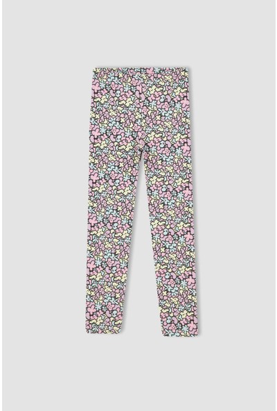 DeFacto Kız Çocuk Slim Fit Çiçek Desenli Bilek Boy Tayt W8615A622SP