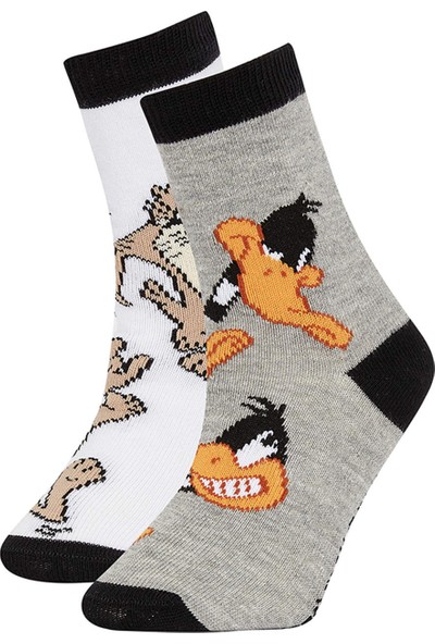 DeFacto Erkek Çocuk Looney Tunes Lisanslı Pamuklu 2'li Uzun Çorap X2365A6NS