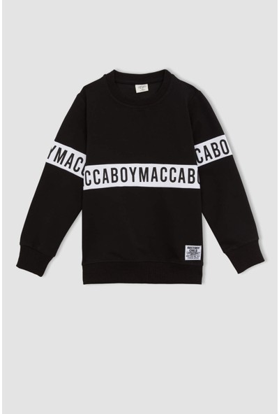 DeFacto Erkek Çocuk Regular Fit Slogan Baskılı Bisiklet Yaka Sweatshirt X4640A622SP