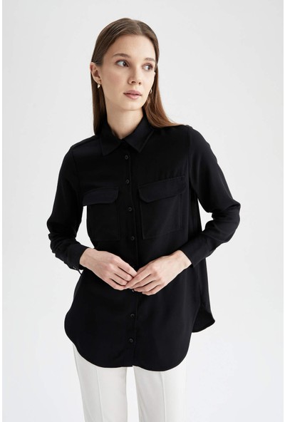 DeFacto Regular Fit Yaka Detaylı Gömlek Tunik W6179AZ22SP