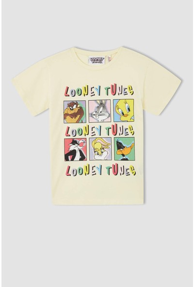 DeFacto Kız Çocuk Looney Tunes Lisanslı Regular Fit Kısa Kollu Pamuklu Tişört X2071A622SM DeFacto Kız Çocuk Looney Tunes Lisanslı Regular Fit Kısa Kollu Pamuklu Tişört X2071A622SM