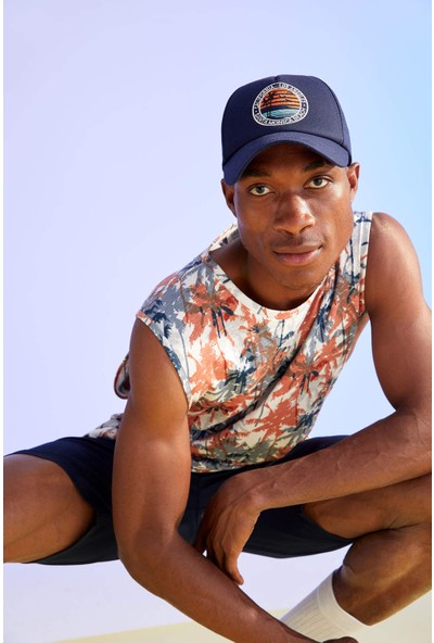 Defacto Oversize Fit Bisiklet Yaka Palmiye Baskılı Kolsuz Tişört V5915AZ21HS