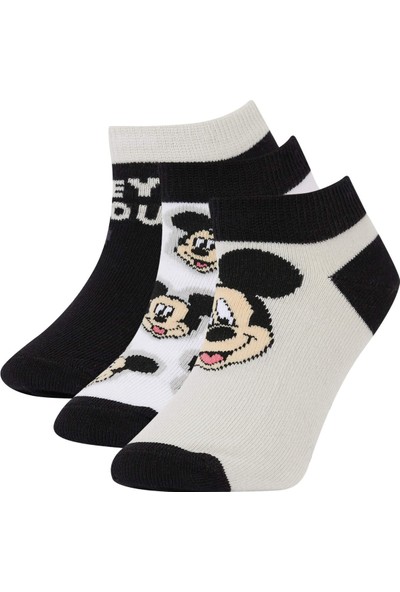 DeFacto Erkek Çocuk Disney Mickey & Minnie Lisanslı Pamuklu 3'lü Kısa Çorap X2320A6NS