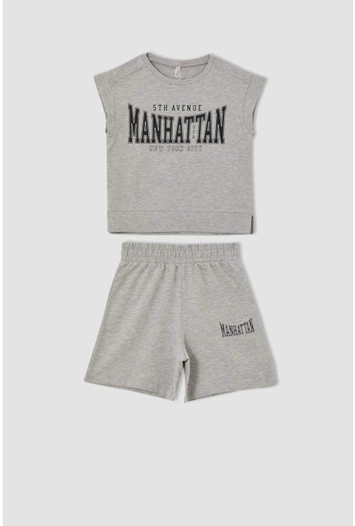 Defacto Kız Çocuk Baskılı Kolsuz Tişört Ve Şort Takımı V2484A621HS