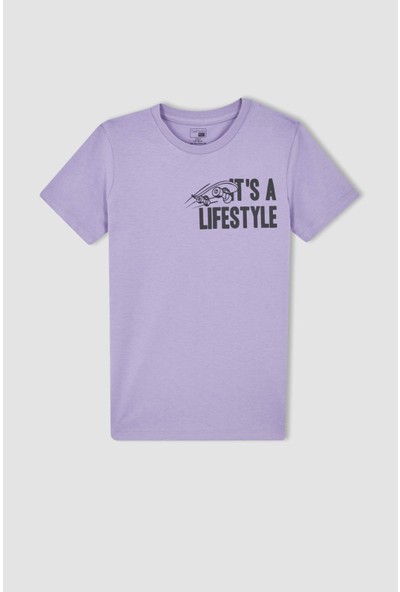 DeFacto Erkek Çocuk Regular Fit Sırt Baskılı Kısa Kollu Pamuklu Penye Tişört X2756A622SP