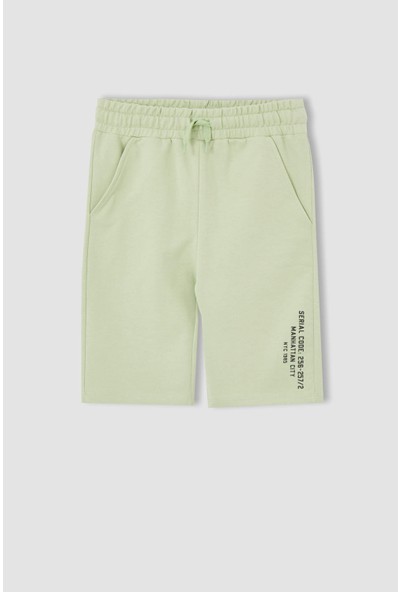 Defacto Erkek Çocuk Yazı Baskılı Esnek Belli Bermuda Şort V4467A621HS