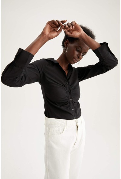 DeFacto Fitted Uzun Kollu Poplin Gömlek X2999AZ22SM