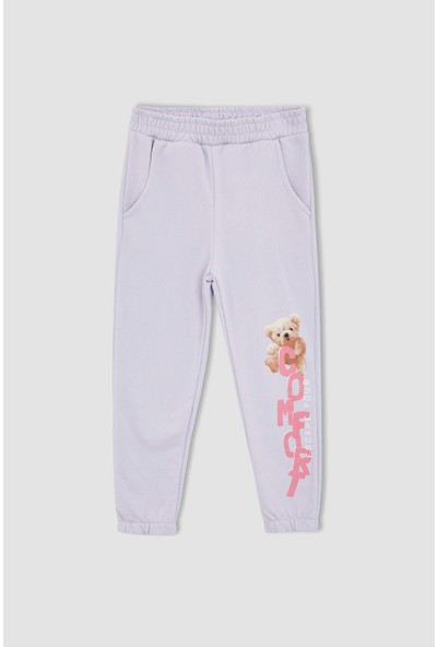 DeFacto Kız Çocuk Jogger Standart Fit Ayıcık Baskılı Eşofman Alt W7149A622SP