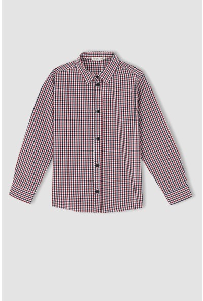 DeFacto Erkek Çocuk Regular Fit Kareli Uzun Kollu Poplin Gömlek W6803A622SP
