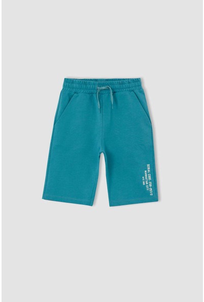 Defacto Erkek Çocuk Yazı Baskılı Esnek Belli Bermuda Şort V4467A621HS